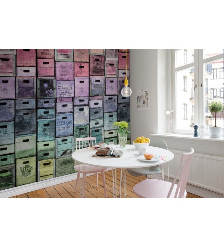 Tapet multicolor din hartie cu fibre de nailon Colour Boxes Rebel Walls